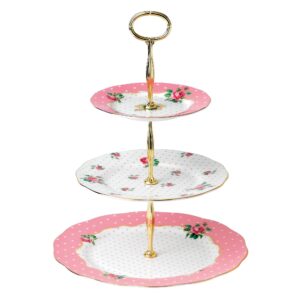 royal albert cheeky pink cake stand three-tier