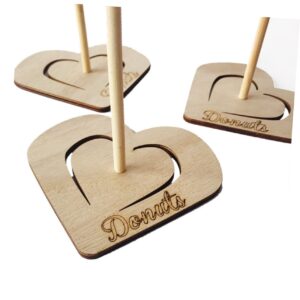 Abaodam 3pcs Wedding Donut Holder Wooden Donut Holder Birthday Party Dessert Stand Wooden Dessert Holder Party Donut Holder Wooden Display Stand Donut Bar Heart-Shaped Snack Bamboo Baby