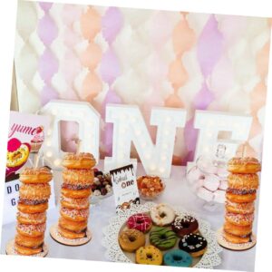 Abaodam 3pcs Wedding Donut Holder Wooden Donut Holder Birthday Party Dessert Stand Wooden Dessert Holder Party Donut Holder Wooden Display Stand Donut Bar Heart-Shaped Snack Bamboo Baby