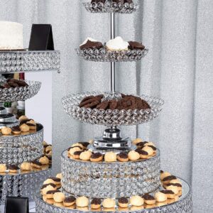 Simply Elegant 3-Tier Crystal Tower Cup Cake Display Stand for Small Treats, Cupcakes, Cookies, Candy, Metal and Sturdy Base, 26" (Silver)