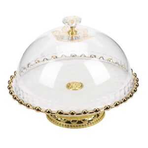 covered dessert display dessert trays cake stand with glass dome: green porcelain decorative cake stand dessert cupcake pastry candy display plate fruit tray dome tray plate candy ( color : white )