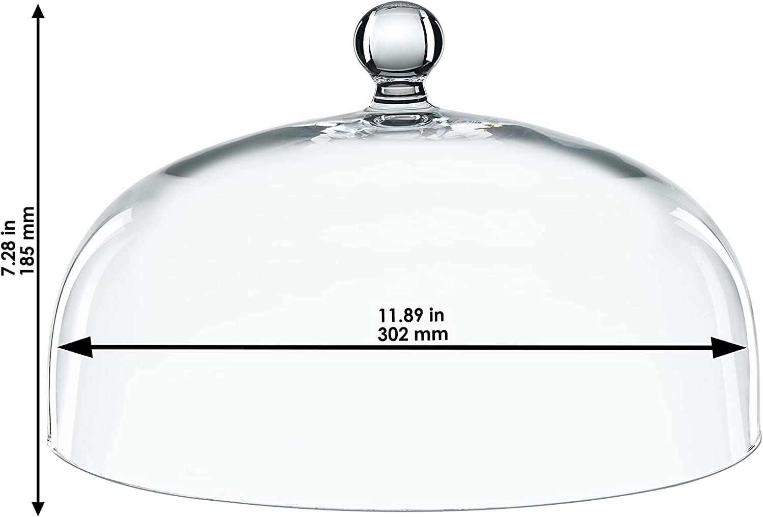 Nachtmann Bossa Nova Collection Crystal glass Chip & Dip/Cake Plate with Dome, use as a Cake Stand, or Serving Platter with Attached Bowl, clear glass Round, 12.5-Inch, Dishwasher Safe