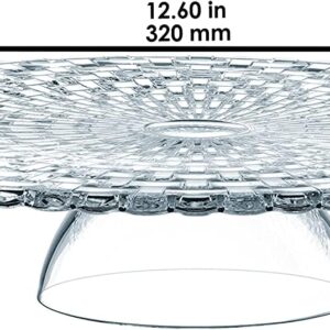 Nachtmann Bossa Nova Collection Crystal glass Chip & Dip/Cake Plate with Dome, use as a Cake Stand, or Serving Platter with Attached Bowl, clear glass Round, 12.5-Inch, Dishwasher Safe