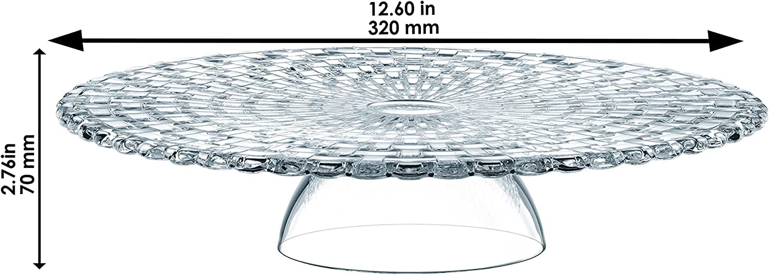 Nachtmann Bossa Nova Collection Crystal glass Chip & Dip/Cake Plate with Dome, use as a Cake Stand, or Serving Platter with Attached Bowl, clear glass Round, 12.5-Inch, Dishwasher Safe