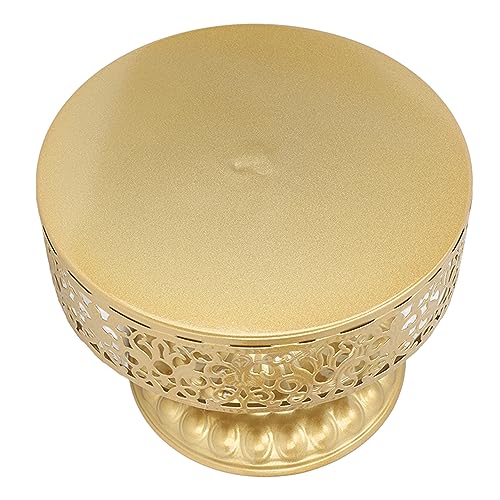 SnOwky Display Treat Stand, Golden Cake Holder Lace Design Easy Assembly Round Treat Display for Home (Size : S 4x8in)