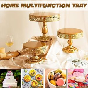 SnOwky Display Treat Stand, Golden Cake Holder Lace Design Easy Assembly Round Treat Display for Home (Size : S 4x8in)