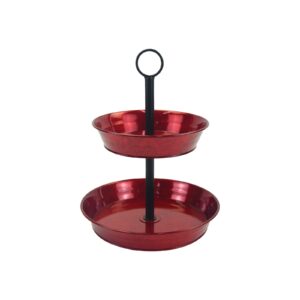 lf likefair red 2 tiered serving stand tray, lazy susan, cake stands cupcake holder,360° rotation dessert stand table decorations for party wedding home decor