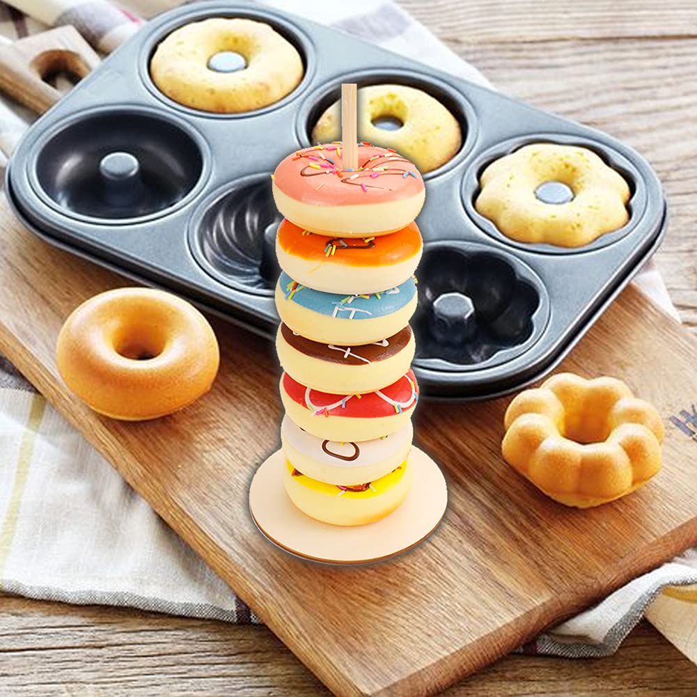 esowemsn 3pcs Wooden Donut Stands Detachable Donut Dessert Display Stand Holder for Wedding Birthday Treat Parties Accessories