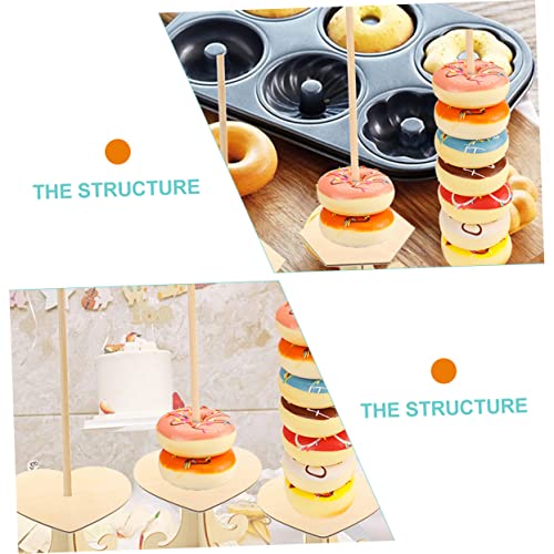 LIFKOME 8 pcs Wooden Donut Stand donut treat stand Doughnuts Stand donut display stand donut tree stand donut bar stand donuts stand for party Wooden Doughnut Holder Baby pendant household