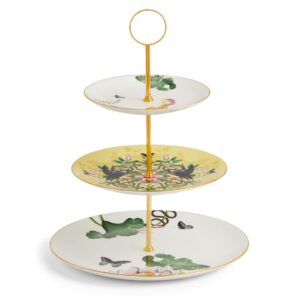 wedgwood wonderlust waterlily three-tier cake stand, 13.25", multi