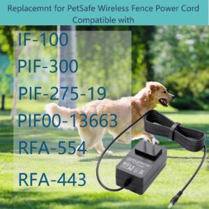 Replacment for PetSafe Wireless Fence Power Cord Compatible with PetSafe IF-100 PIF-300 IF-101 RFA-443 300-034 650-231 PIF00-15001 PIF00-13663 RFA-554 RFA-584 Wireless Fence Pet Containment System