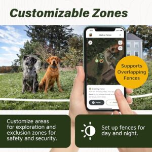 SpotOn GPS Dog Fence, App Based Wireless Dog Fence Collar, Waterproof, Reliable 128 Satellite Network GPS Dog Fence System, Battery Powered Virtual Dog GPS Tracker for All Terrain Large/AT&T