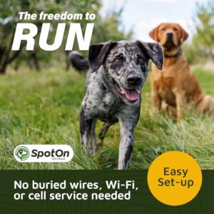 SpotOn GPS Dog Fence, App Based Wireless Dog Fence Collar, Waterproof, Reliable 128 Satellite Network GPS Dog Fence System, Battery Powered Virtual Dog GPS Tracker for All Terrain Large/AT&T