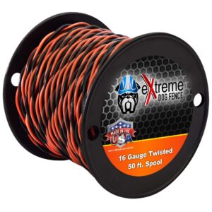 extreme dog fence 16 gauge transmitter wire - 50 foot spool of pre-twisted cable - compatible with all wired electric dog fence systems