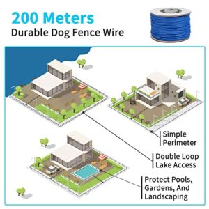 MASBRILL Electric Fence for Dogs-Underground Dog Fence Containment System In-Ground Electric Dog Fence 2 Dogs-Rechargeable Waterproof Collar with Tone/Static Shock Correction Covers up to 3/4 Acre