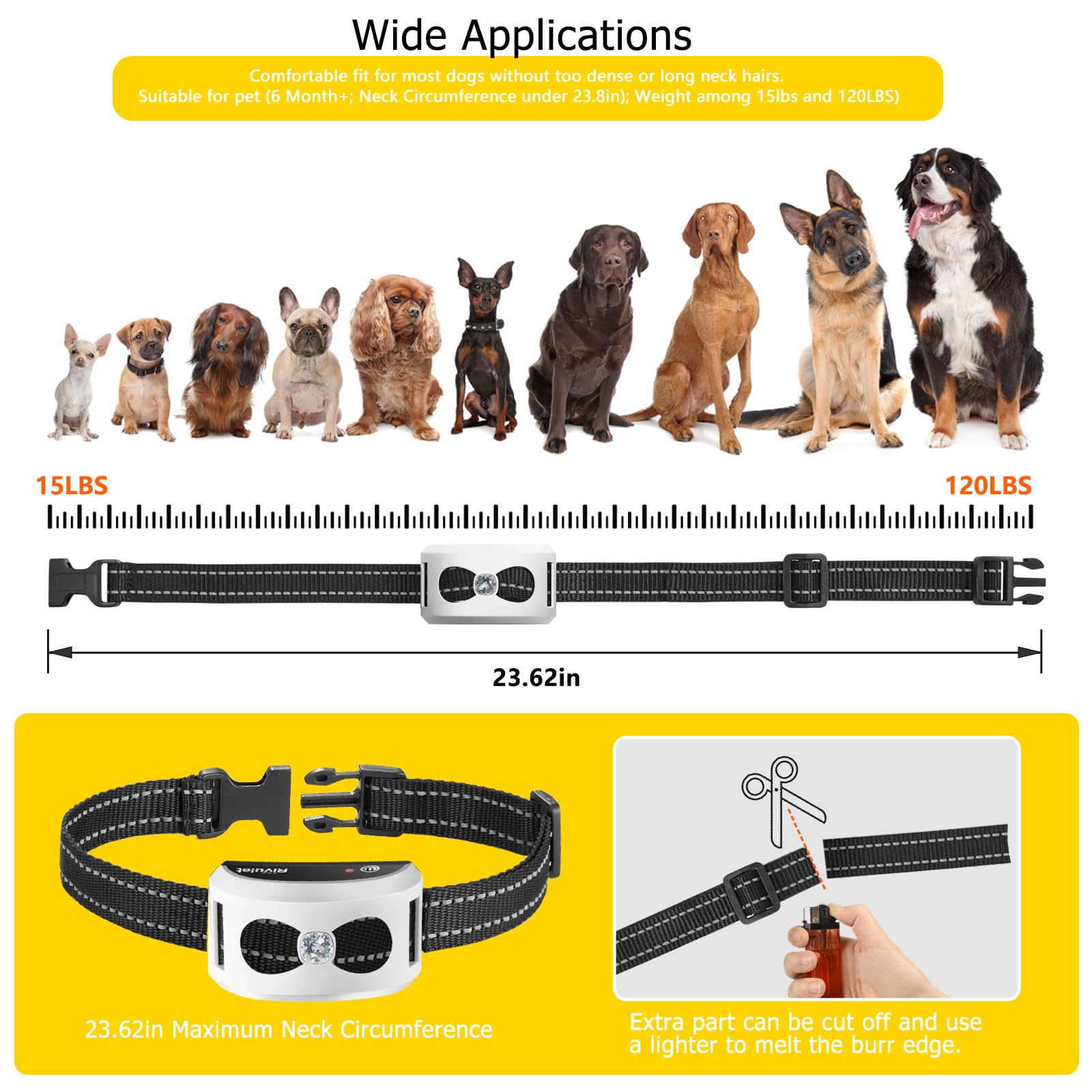 Rivulet Electric Wireless Dog Fence System Electric Dog Fence Training Collar w/Remote 2-in-1, Dog Containment Fence,Adjustable Vibration&Shock Rechargeable Pet Fence for Small Medium Large Dogs