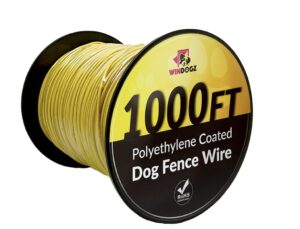 dog fence wire for electric dog fence system, 1000 ft, covers 1 acre area, easy to install, compatible with reputable underground fence brands, durable, 20 gauge wire .025 polyethylene coated