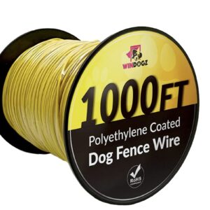 Dog Fence wire for electric Dog fence system, 1000 ft, covers 1 acre area, easy to install, compatible with reputable underground fence brands, durable, 20 gauge wire .025 Polyethylene coated