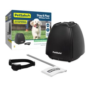 petsafe stay & play wireless pet fence & replaceable battery, america's safest wireless fence dog collar