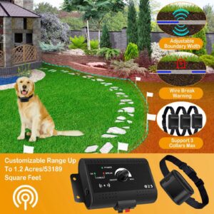 KOCASO Electric Dog Fence System, Outdoor Wireless Dog Fence Underground Dog Fence Containment System, In-Ground Fence Dog Boundary Container, 2 Collar Receivers (2 Dogs)