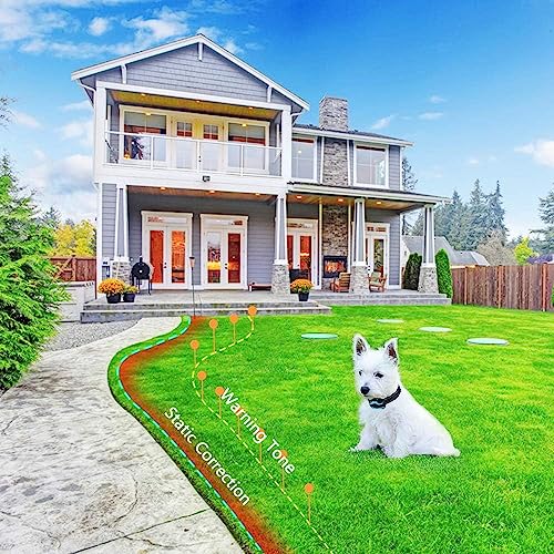 PcEoTllar Electric Fence for Dogs, Rechargeable Underground Dog Fence System, 1 Waterproof Collar Receivers, with 656Ft Underground/Aboveground Boundary Wire, for Large Medium Small Dogs