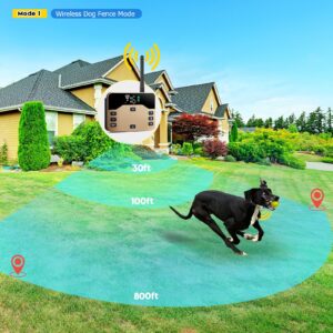 Rivulet Electric Wireless Dog Fence System Electric Dog Fence Training Collar w/Remote 2-in-1, Dog Containment Fence, Adjustable Vibration&Shock Rechargeable Pet Fence for Small Medium Large Dogs