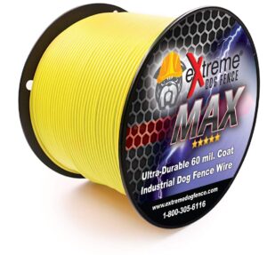 yellow maximum performance dog fence wire - 1000 ft. 14 gauge wire with ultra thick 60 mil polyethylene protective jacket - designed for max life reliability and low signal loss - universal compatible