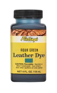 fiebing's leather dye - alcohol based permanent leather dye - 4 oz - aqua green