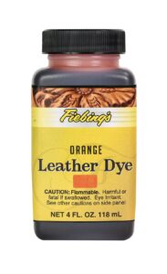 fiebing's leather dye - alcohol based permanent leather dye - 4 oz - orange