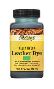 fiebing's leather dye - alcohol based permanent leather dye - 4 oz - kelly green