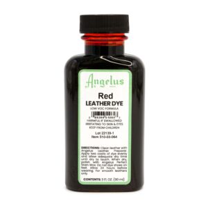 angelus leather dye - flexible leather dye for shoes, boots, bags, crafts, furniture, & more 3oz (red)