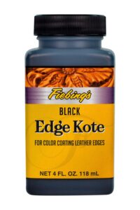 fiebing's edge kote (4oz, black) - leather edge paint for shoes, furniture, purses, couches, belts - flexible, water resistant, semi gloss color coating leather dye to protect natural edges