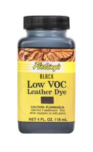 fiebing's low voc leather dye - black - 4oz - penetrating solvent based leather dye