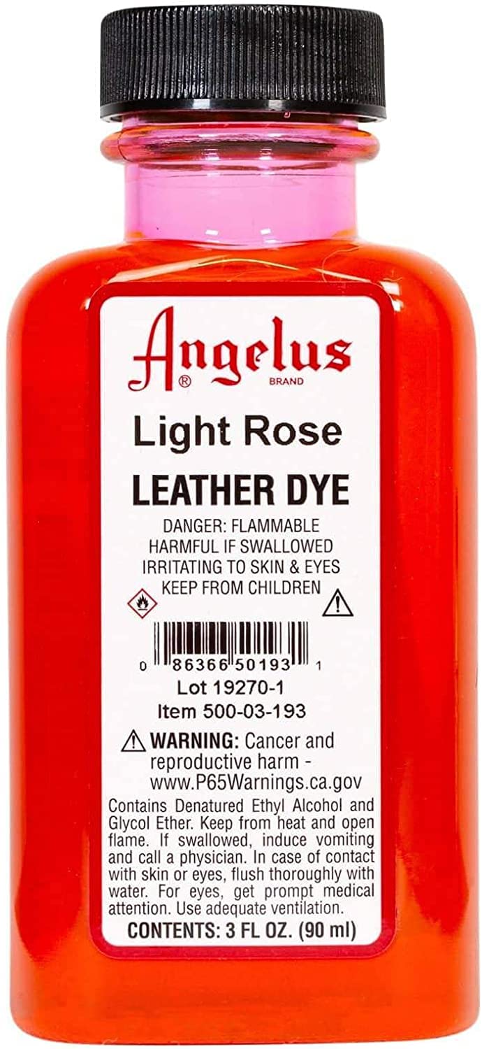 Angelus Leather Dye- Flexible Leather Dye for Shoes, Boots, Bags, Crafts, Furniture, & More-Light Rose- 3oz