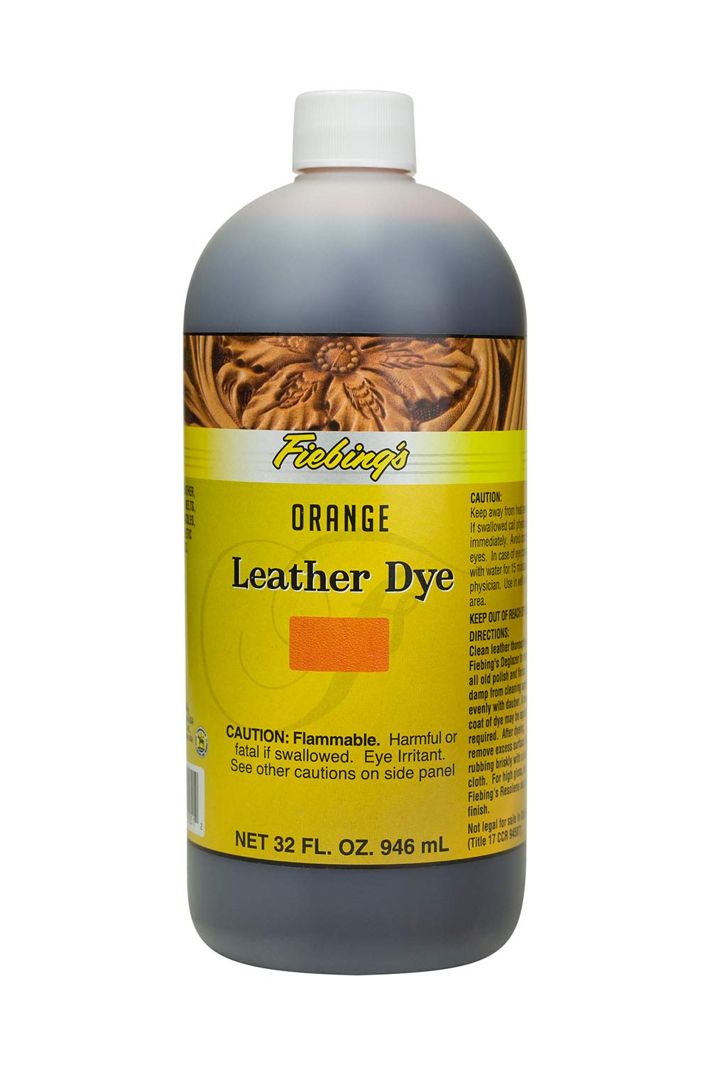 Fiebing's Leather Dye - Orange - 32oz Alcohol Based Permanent