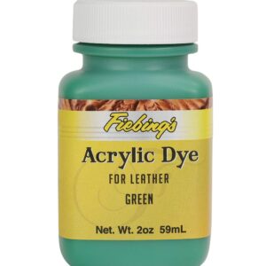 Fiebing's Acrylic Dye - Green - 2oz - for Painting Leather Shoes, Bags, Designs, Scratches, Upholstery, etc