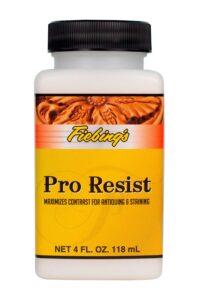 fiebing's pro resist (4 oz) - maximize contrast for antiquing, staining, dyeing leather - top finish resists moisture, sun & dirt - seal & protect all leathercraft, car, couch, furniture, purses, boot