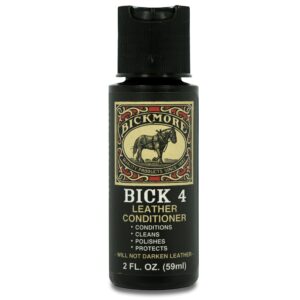 bick 4 leather conditioner and leather cleaner 2 oz - will not darken leather - safe for all colors of leather apparel, furniture, jackets, shoes, auto interiors, bags & all other leather accessories