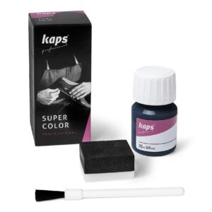 Dye Paint for Leather Shoes and Bags with Sponge and Brush, Kaps Super Color, 70 Colors (117 - Navy Blue)