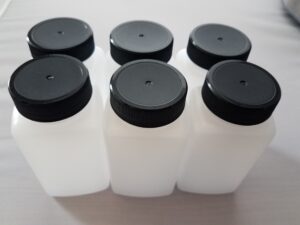 empty leather dye bottles with caps (6pack)