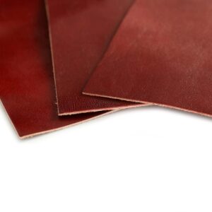 Full Grain Vegetable Tanned Tooling Leather Square 1.2-1.6mm (3-4oz) Thick Pre-Cut Cowhide Leather Sheet for Leather Crafting (6 x 12 in, Red)