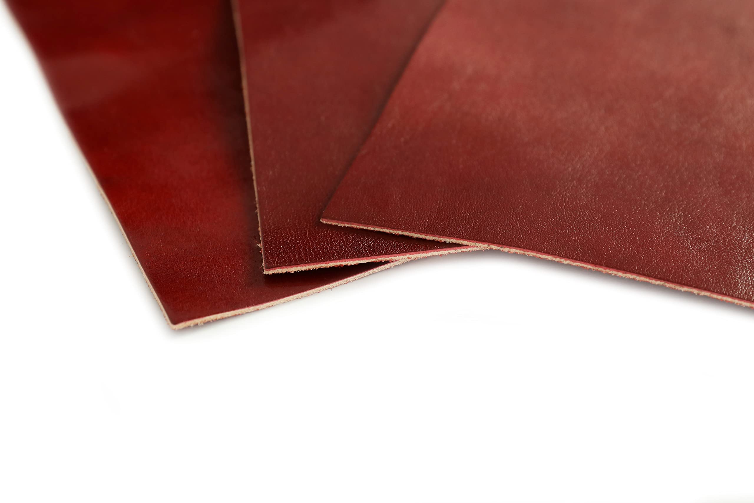 Full Grain Vegetable Tanned Tooling Leather Square 1.2-1.6mm (3-4oz) Thick Pre-Cut Cowhide Leather Sheet for Leather Crafting (6 x 12 in, Red)