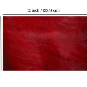 Full Grain Vegetable Tanned Tooling Leather Square 1.2-1.6mm (3-4oz) Thick Pre-Cut Cowhide Leather Sheet for Leather Crafting (6 x 12 in, Red)