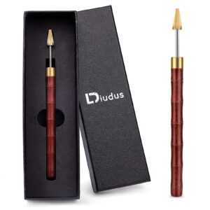 diudus leather edge dye pen, red wood handle stainless steel top edge dye roller oil pen belt finisher leather diy craft