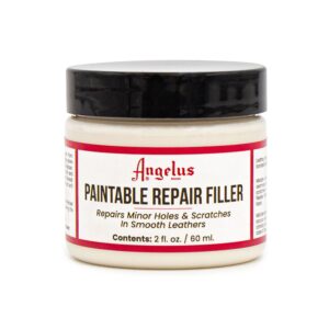 angelus leather filler for filling or repairing holes, tears, cracks, scratches, for leather car seats, furniture, shoes- flexible - 2oz