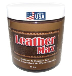 blend it on leather max large project 8 ounce jar refinish for your furniture, jacket, sofa or car seat, super easy instructions, restore any material, bonded, pleather, genuine (mahogany)