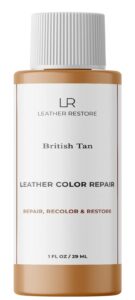 leather restore leather color repair, british tan 1 oz - repair, recolor and restore couch, furniture, auto interior, car seats, vinyl and shoes