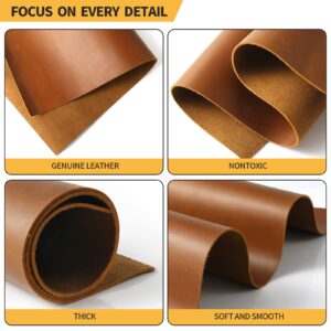 RingSun Bourbon Brown 12''X12'' Leather Sheets for Leather Crafts (2mm), Full Grain Leather Tooling Leather