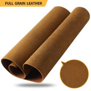 RingSun Bourbon Brown 12''X12'' Leather Sheets for Leather Crafts (2mm), Full Grain Leather Tooling Leather