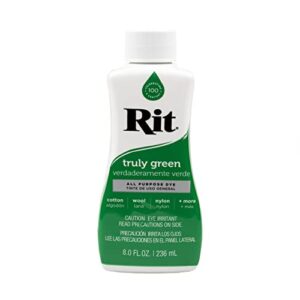 rit dye – 8 oz. liquid fabric dye for clothing, décor, and crafts – truly green (1 pack)